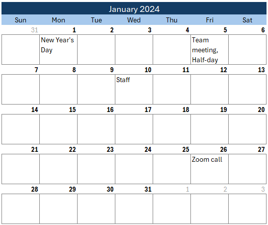 Turn a Table of Events into a Graphical Calendar - Excel University