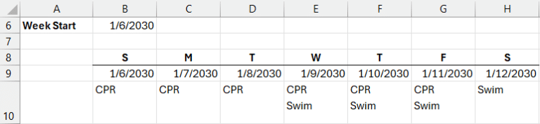 Weekly Calendar - Excel University