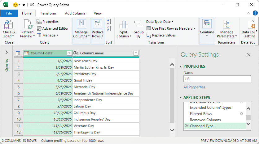 Automatic Public Holidays Calendar - Excel University