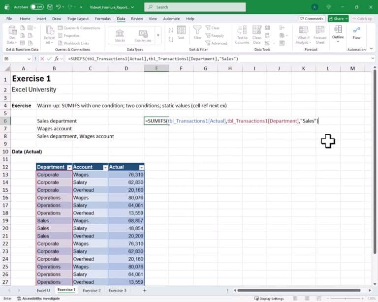 Formula-Based Reports with SUMIFS in Excel - Excel University